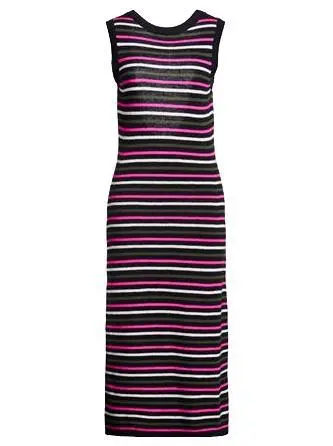 MSGM Striped Wool And Cashmere Midi Dress - Black