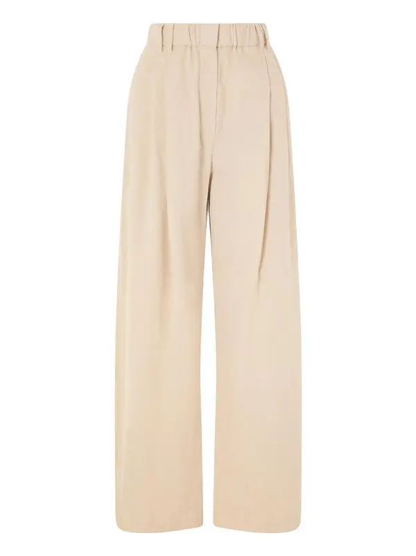 Brunello Cucinelli Pleated Corduroy Wide-leg Pants - Neutrals