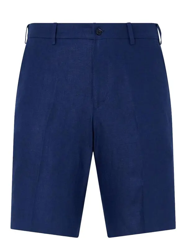 Anderson & Sheppard Straight-leg Linen Shorts - Blue