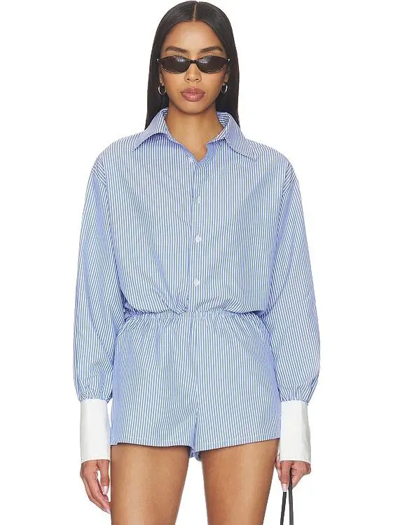 ALL THE WAYS Lucinda Button Down Top - Blue Stripe