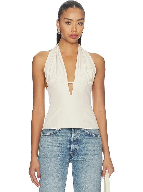 ALL THE WAYS Halterneck Top With Smocked Back - Cream