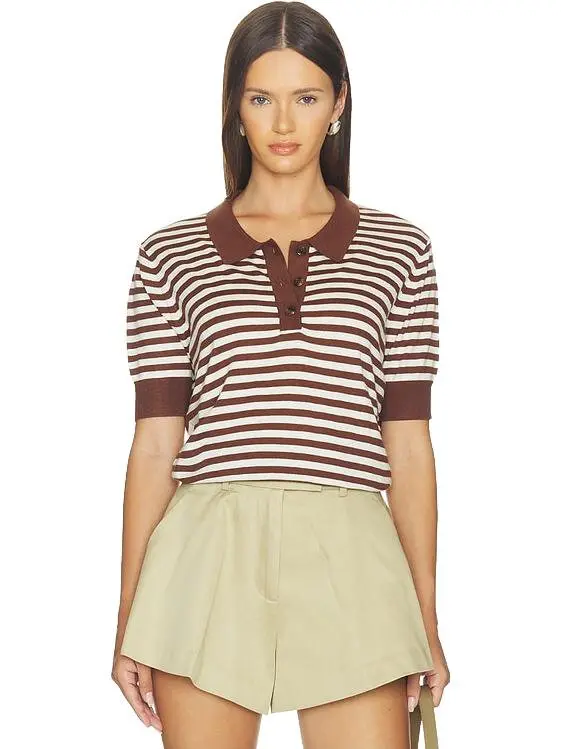 Renggli Stripe Knit Polo - Brown