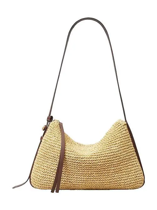 Tory Burch Romy Straw Shoulder Bag - Tan