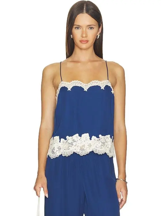 Cami Nyc Chiffon Camisole With Lace Trim - Blue