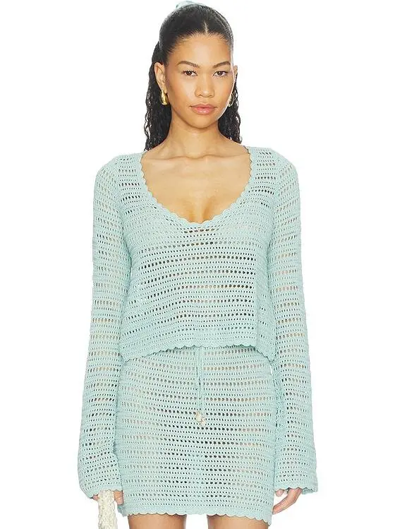 Show Me Your Mumu Offshore Top Crochet Knit - Mint