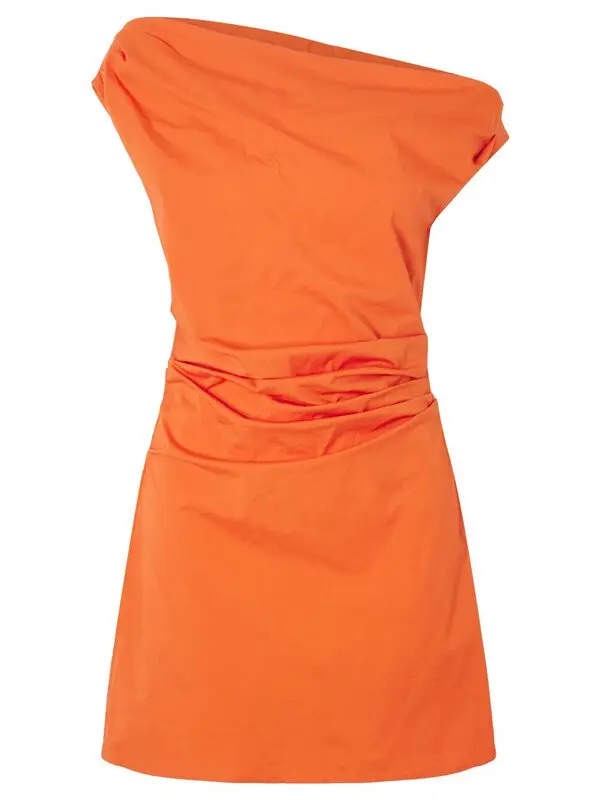 Staud Phare Draped One-shoulder Mini Dress - Orange
