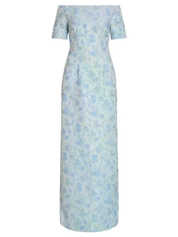 MARKARIAN Gilda Floral-brocade Maxi Dress - Blue