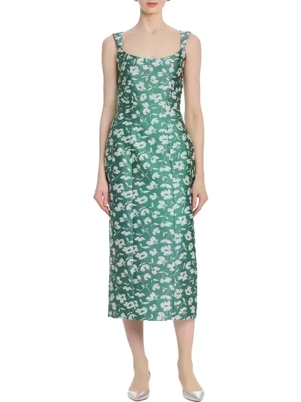 MARKARIAN Numa Floral-brocade Corset Midi Dress - Green