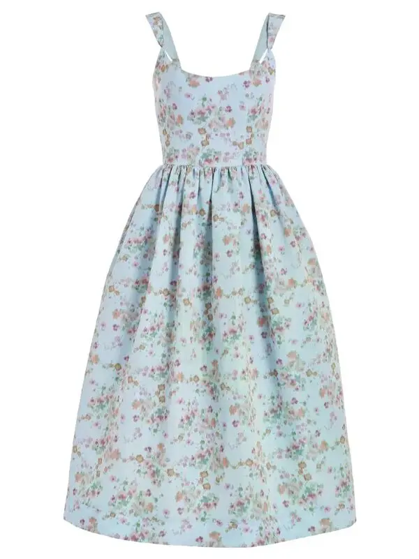 MARKARIAN Floral-ikat Midi Dress - Blue