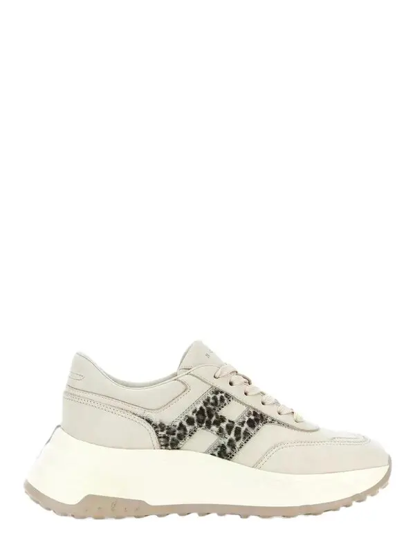 Hogan Leopard Print Lace-up Sneakers - Neutrals