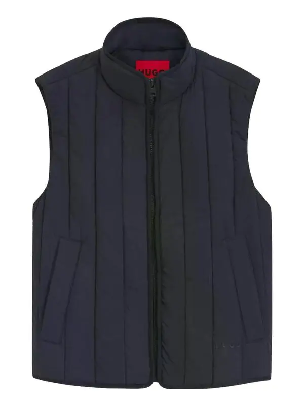 Hugo Logo-patch Quilted Gilet - Blue
