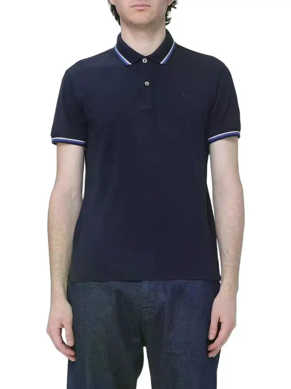 BROOKSFIELD Logo-embroidered Striped-trim Polo Shirt - Blue