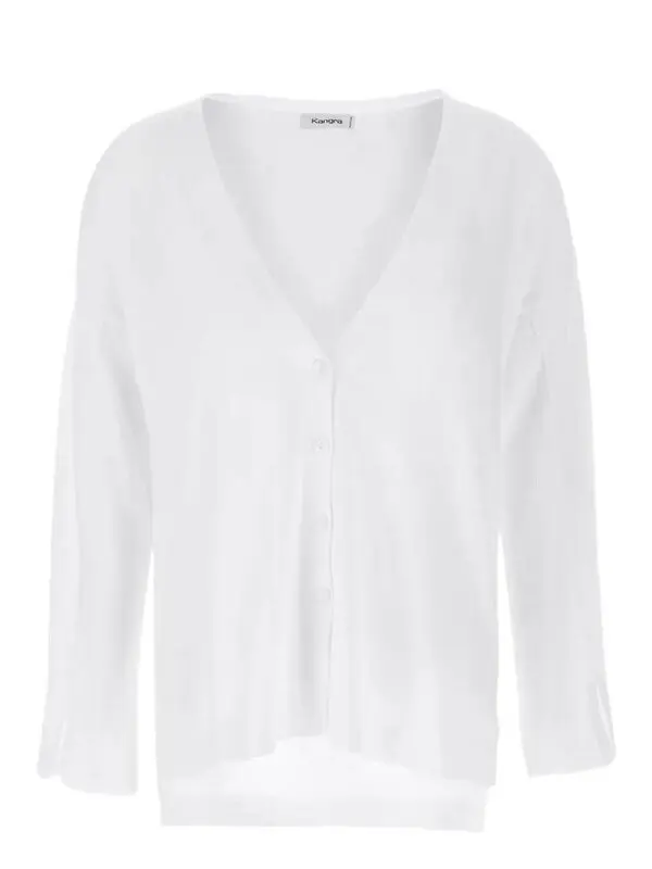 KANGRA V-neck Cardigan With Slit Cuffs - Neutrals