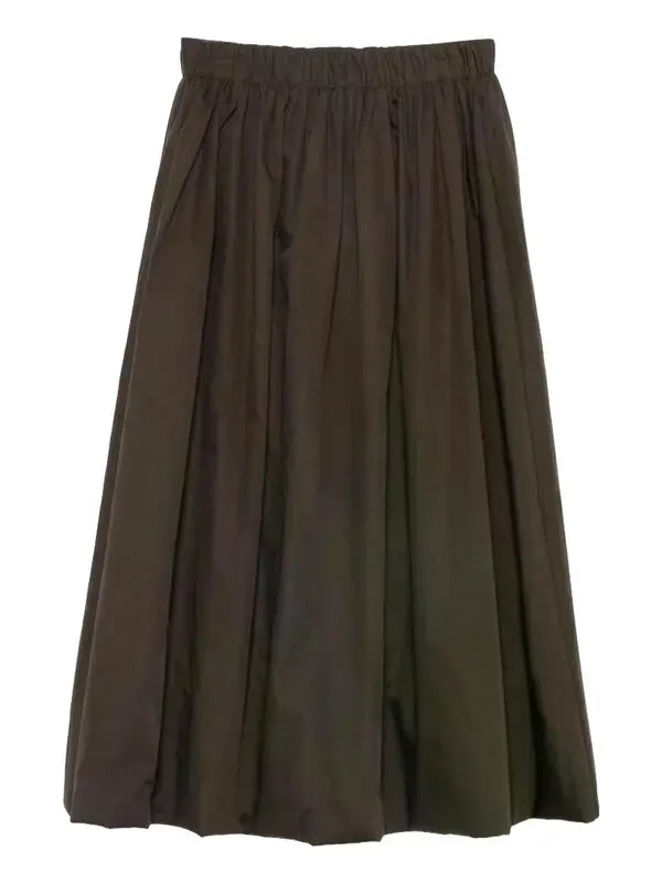 VICOLO Elasticated Waist Flared Midi Skirt - Brown