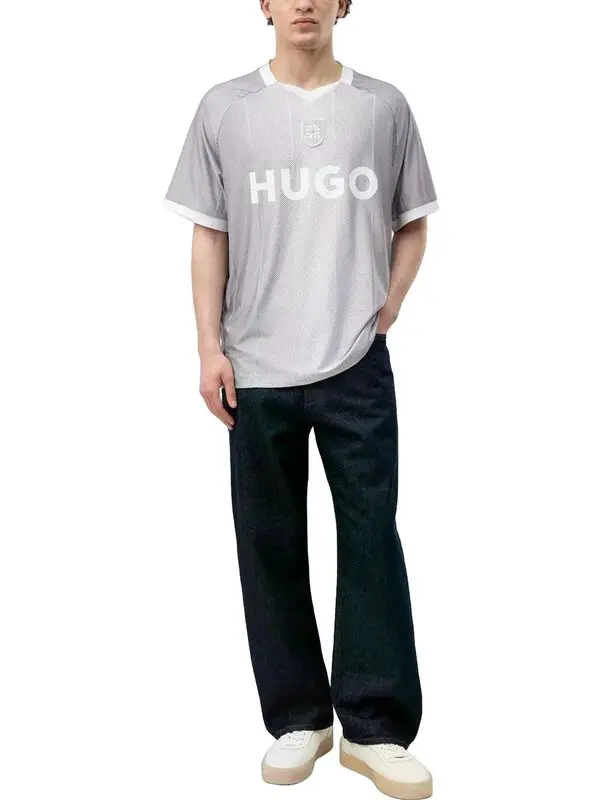 Hugo Logo-print V-neck T-shirt - Grey