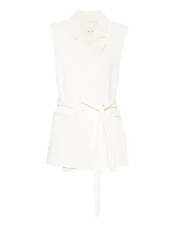 VICOLO Belted Sleeveless Waistcoat - Neutrals