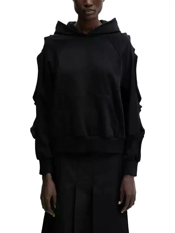 Undercover Ruffled Sleeve Hoodie - Black