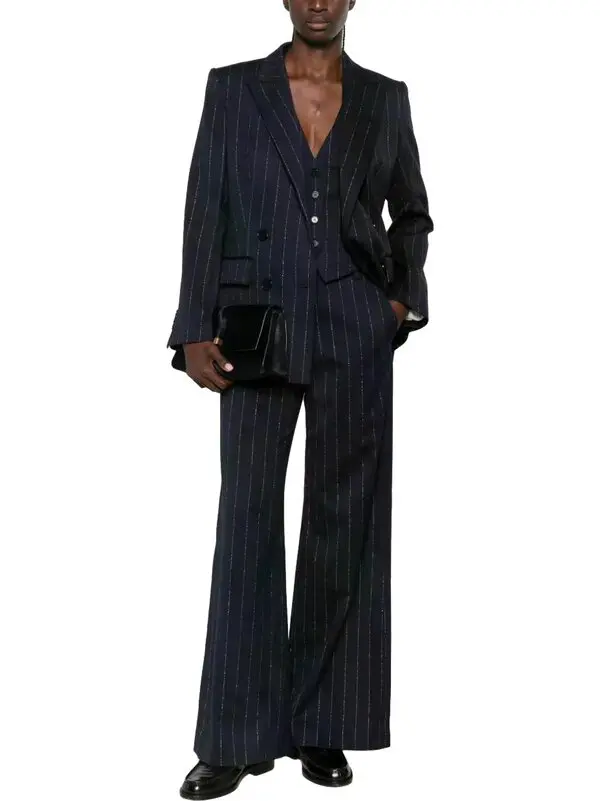 Maje Pinstripe Palazzo Pants - Blue