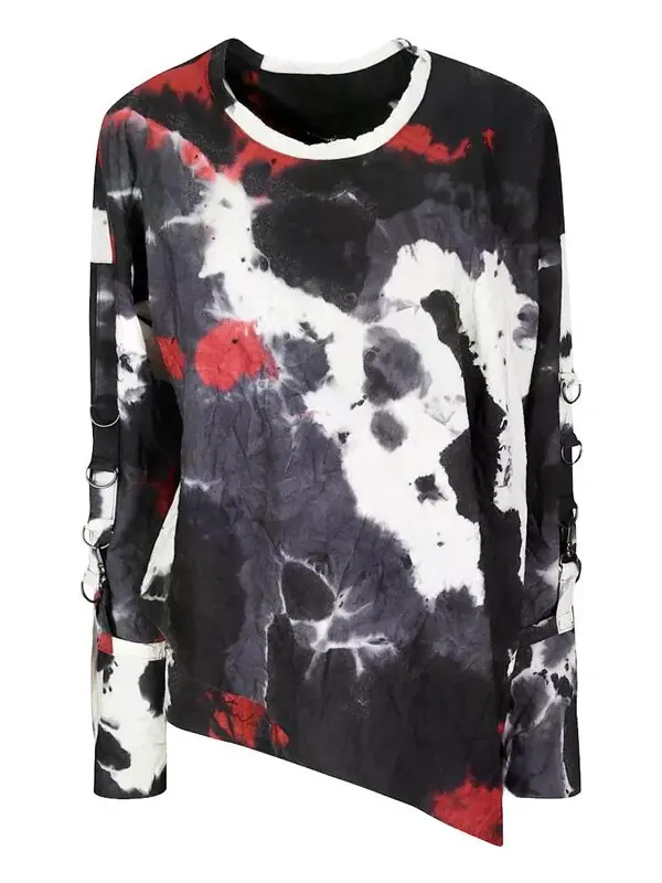 LIMI FEU Asymmetrical Frayed Top - Black