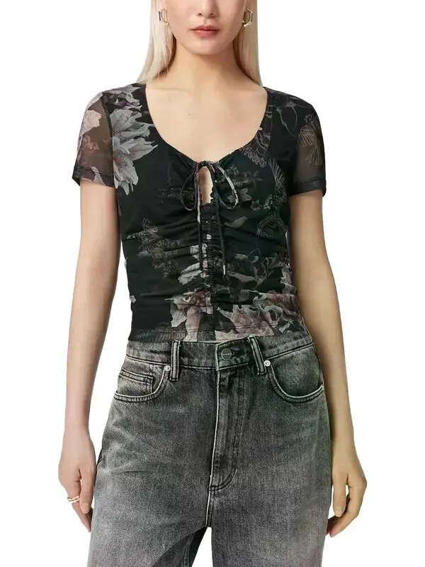 ALLSAINTS Slim Fit Ruched T-shirt - Black