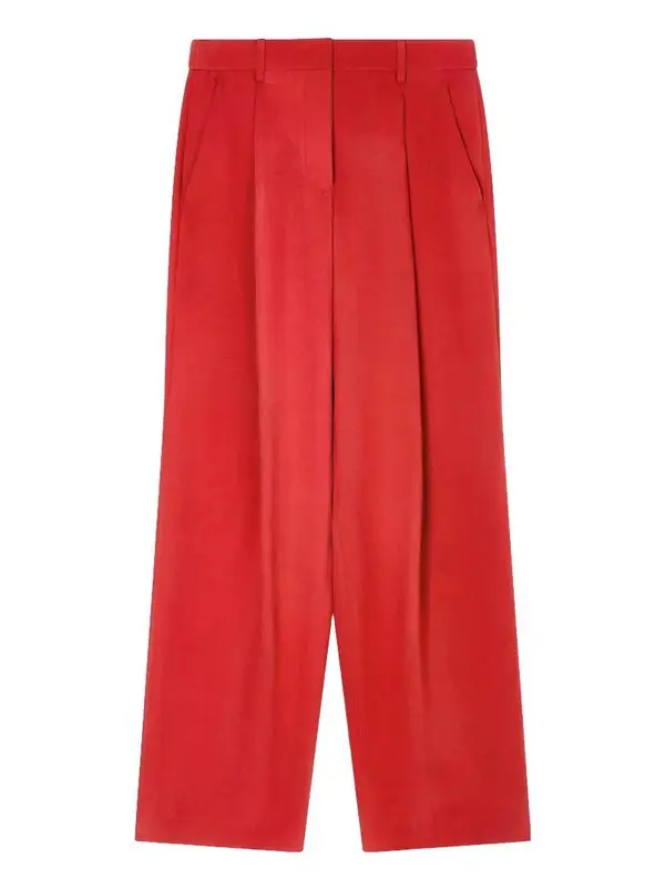 Giorgio Armani Felt Pleated Wide-leg Trousers - Red