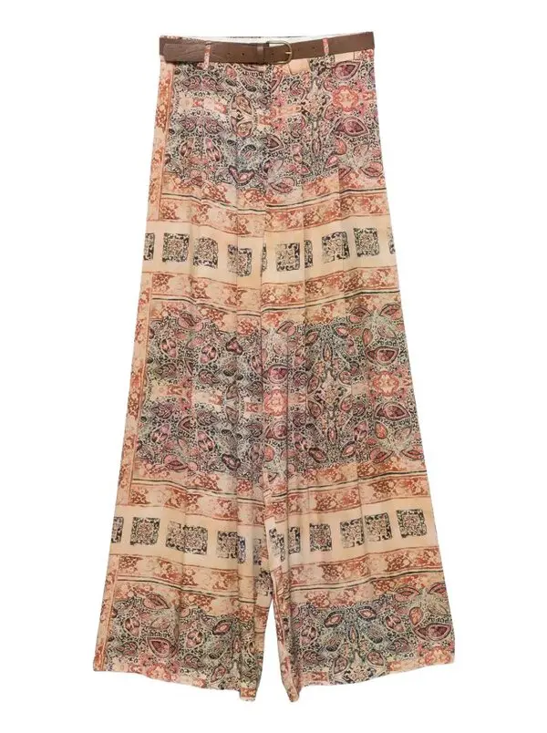 VICOLO Paisley Pattern Palazzo Pants - Neutrals