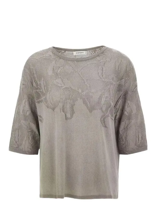 KANGRA Openwork Knit Cotton Top - Grey