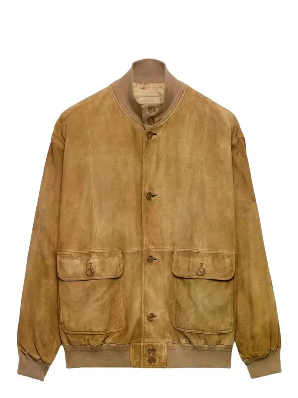 Prada Suede Blouson Jacket - Neutrals