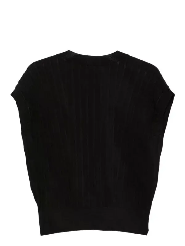 Dkny Ribbed Knit V-neck Sleeveless Top - Black