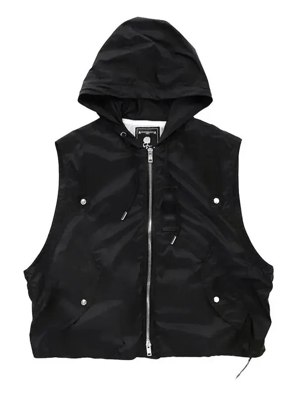 MASTERMIND WORLD Hooded Drawstring Vest - Black