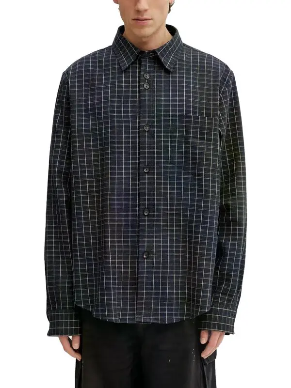 WALES BONNER London Check-pattern Long-sleeve Shirt - Blue