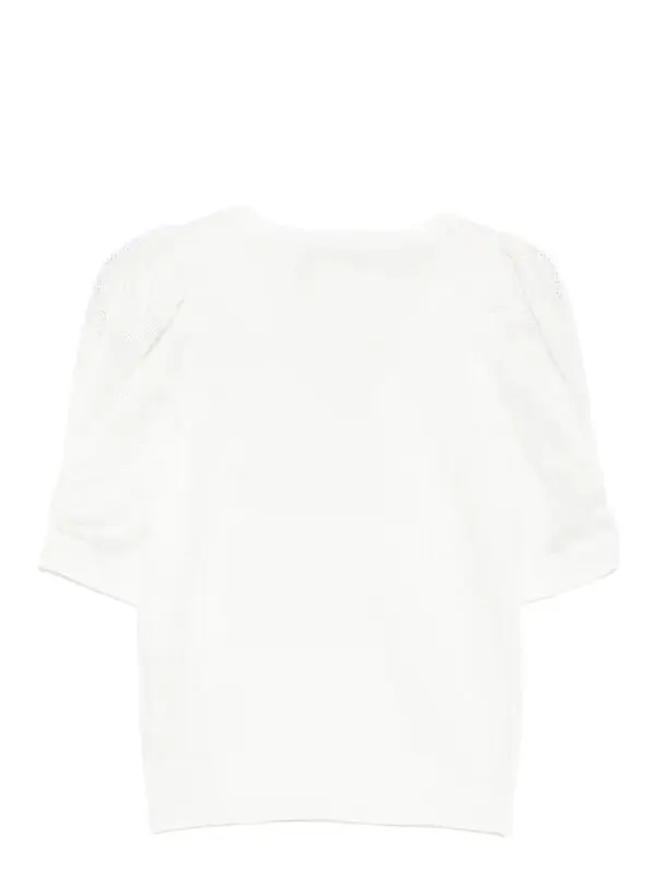 Dkny V-neck Puff-sleeve Top - Neutrals