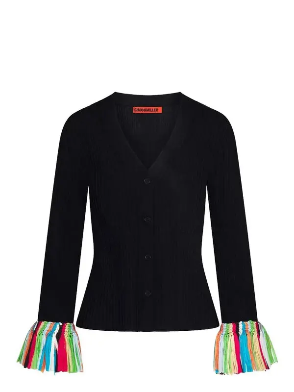 SIMONMILLER Cara Fringe-trim Cardigan - Black