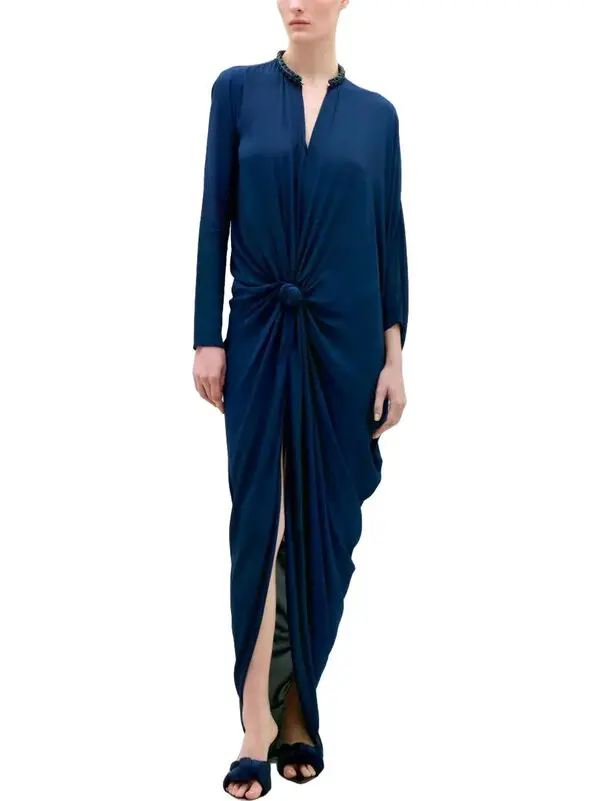 Silvia Tcherassi Rosella Knotted Draped Maxi Dress - Blue