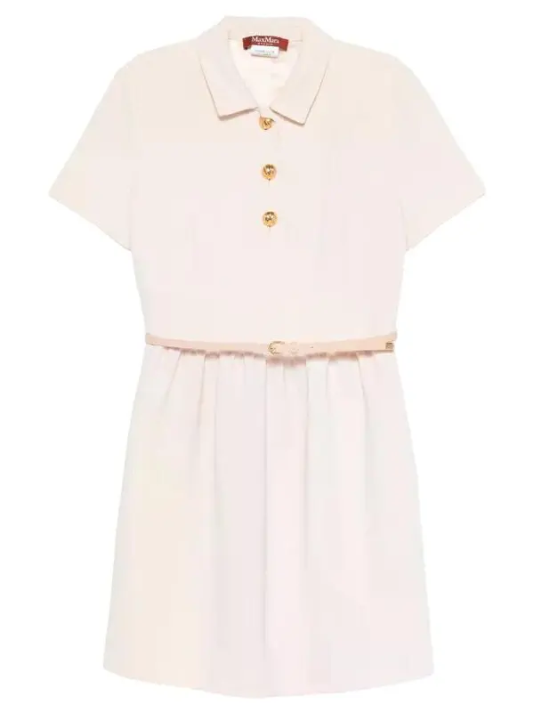 Max Mara Belted Button-front Mini Dress - Neutrals