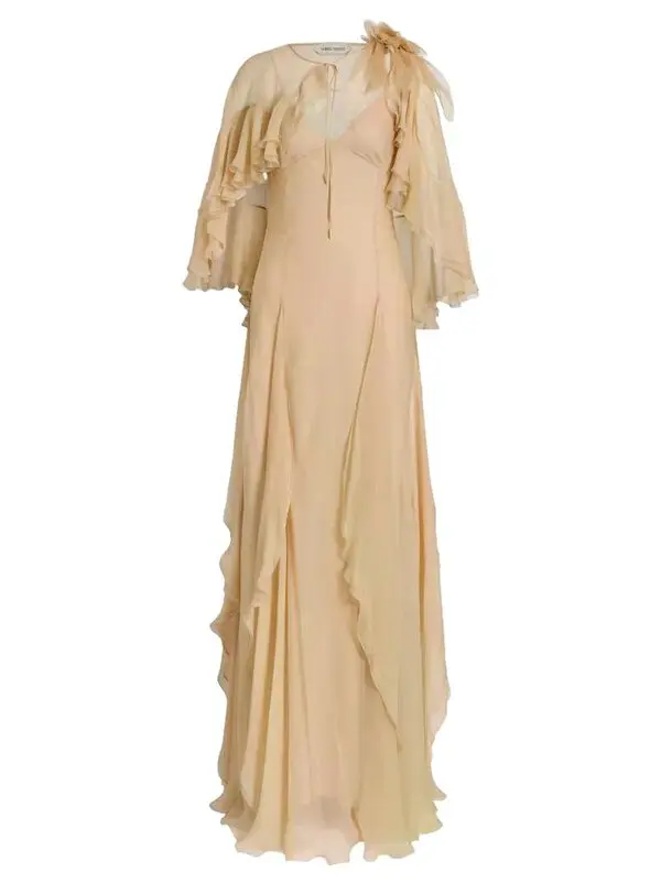 Alberta Ferretti Silk Maxi Dress - Neutrals