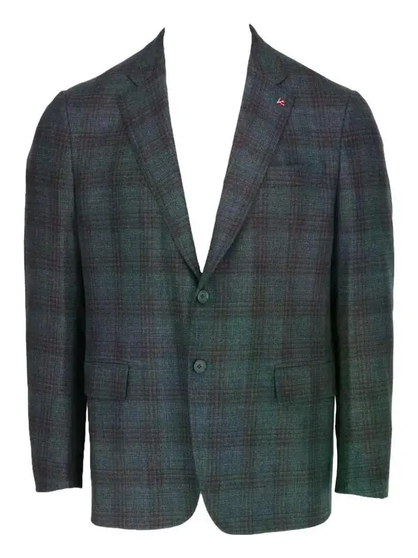 Isaia Check-pattern Blazer - Grey