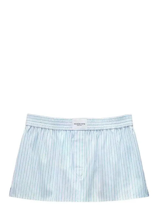 Alexander Wang Vertical Stripe Logo Patch Mini Skirt - Blue