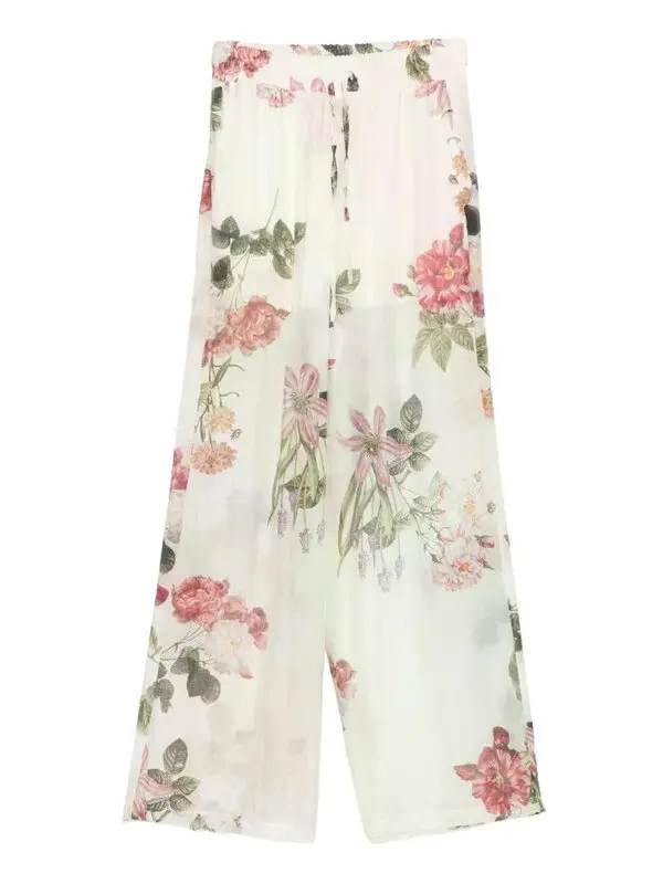 VICOLO Floral Print Trousers - Neutrals