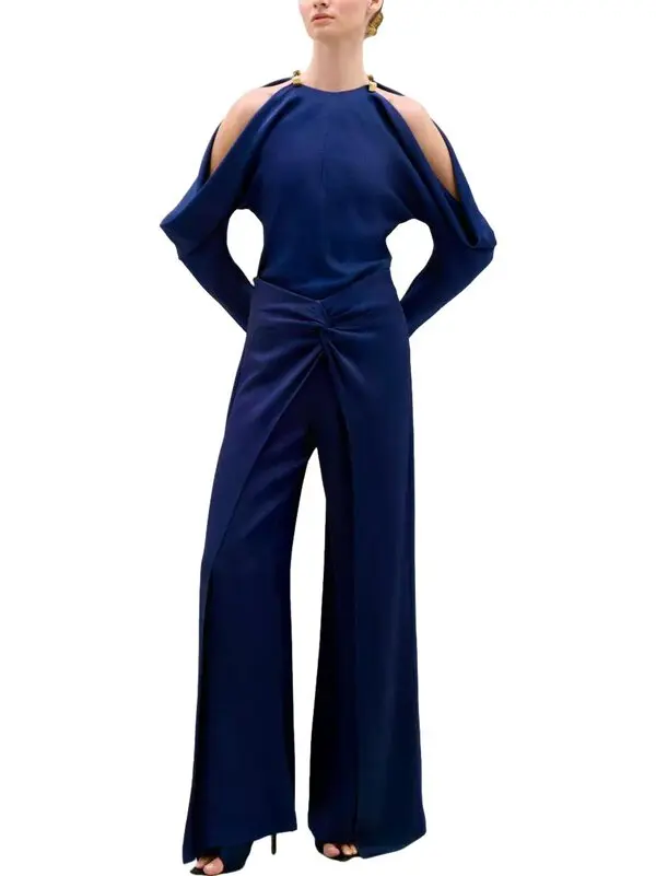 Silvia Tcherassi Navy Twist-detail Trousers - Navy