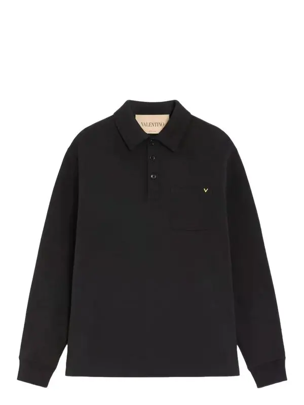 Valentino Garavani Vlogo-detail Long-sleeve Polo Shirt - Black