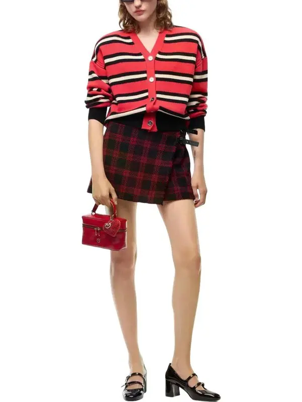 Pinko Check Buckle Midi Skirt - Black