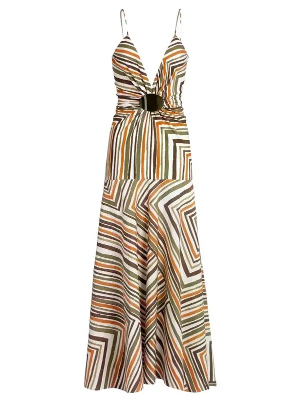 Silvia Tcherassi Emeli Striped Midi Dress - Neutrals
