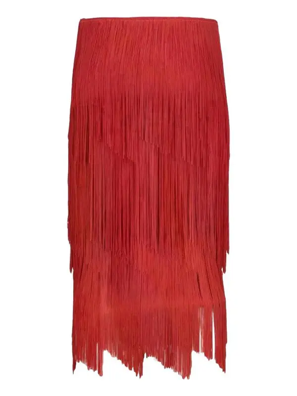 TOM FORD Fringed Tie Midi Skirt - Red