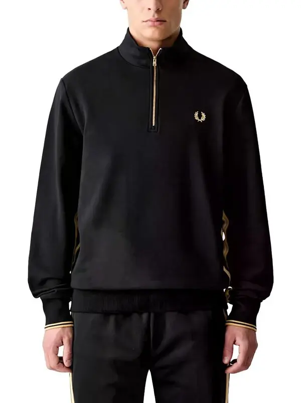 Fred Perry Quarter-zip Sweater With Embroidered Logo - Black