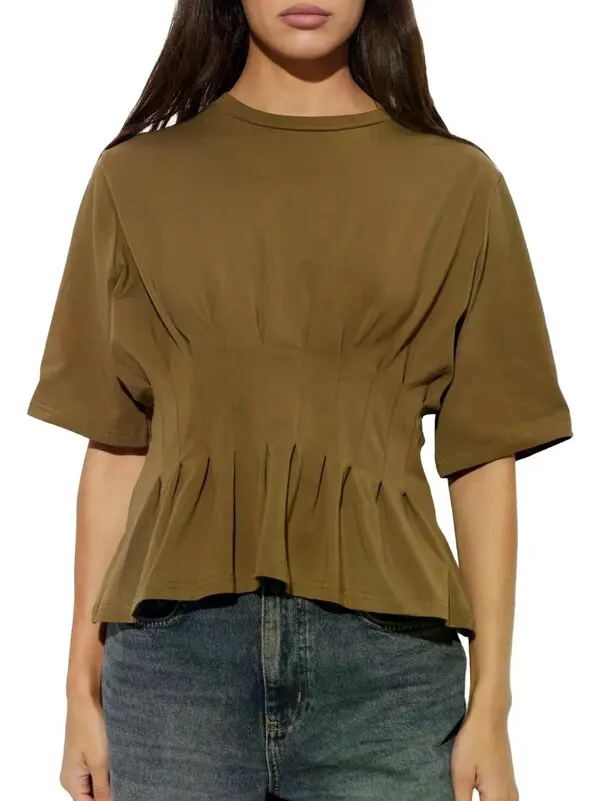 GESTUZ Pleated Peplum T-shirt - Green