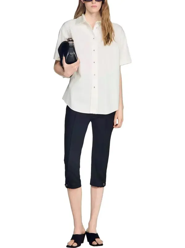 Sandro Oversized Pleated-back Shirt - Neutrals