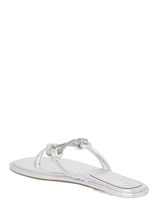 Guess Crystal Embellished Logo Plaque Flip Flops - Silver