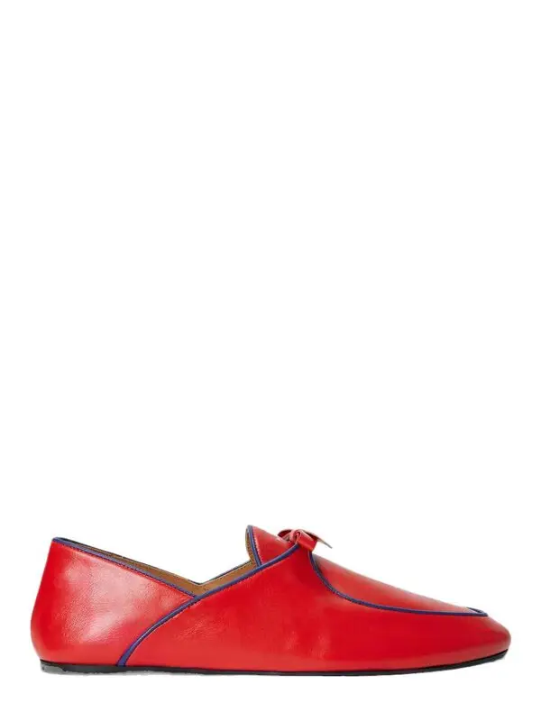 Polo Ralph Lauren Calf Leather Loafers With Bow Detail - Red