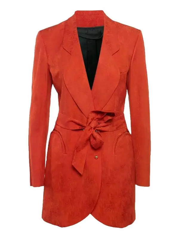 BLAZÉ MILANO Belted Jacquard Blazer - Orange